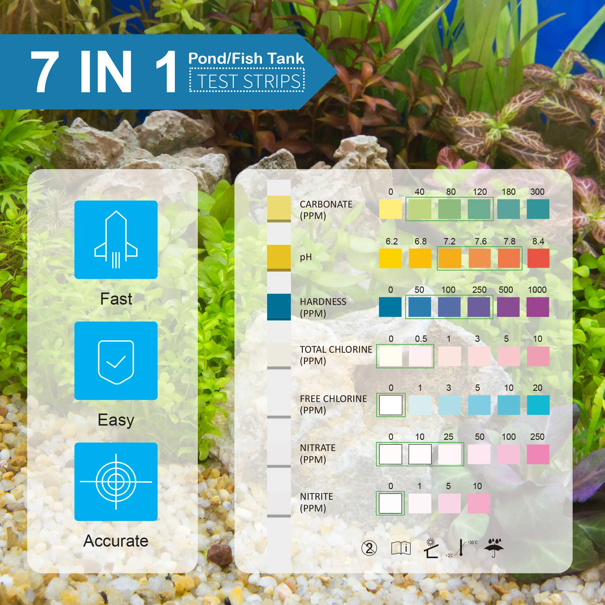 7 Way Pool And Spa Test Aquarium Fish Pond Water Quality Test Kit Water ...