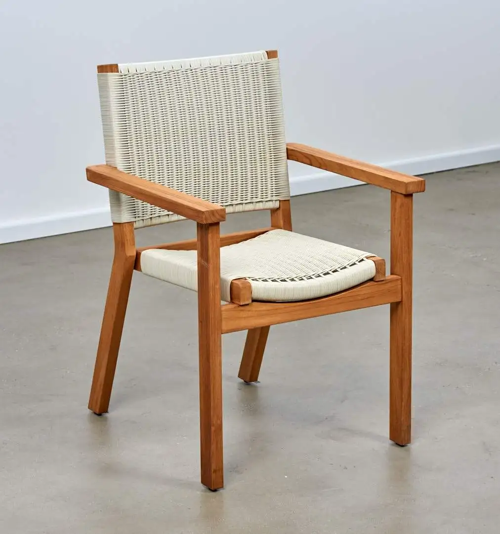 Teak Wood Rope Dining Room Chair With Arms Outdoor Furniture - Buy ...