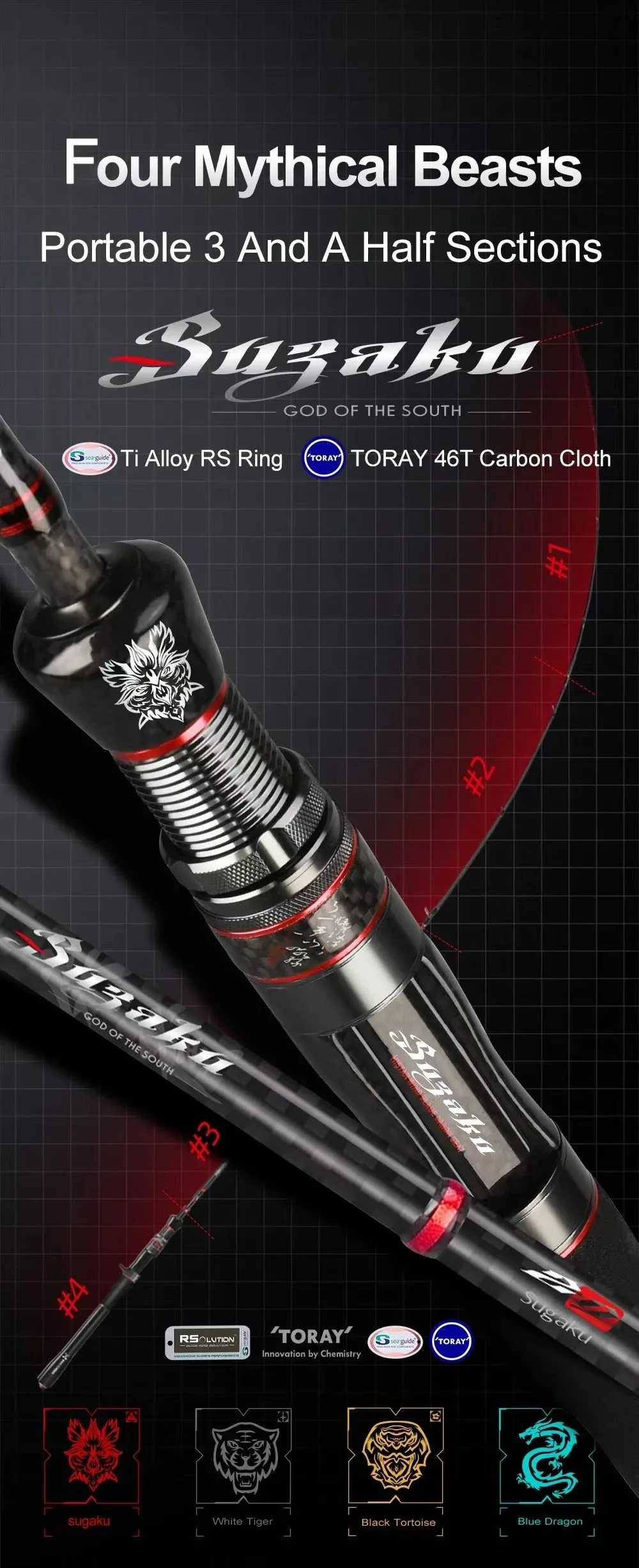 HSD Travel Fishing Rod - 4 Sections High Modulus Bass Casting