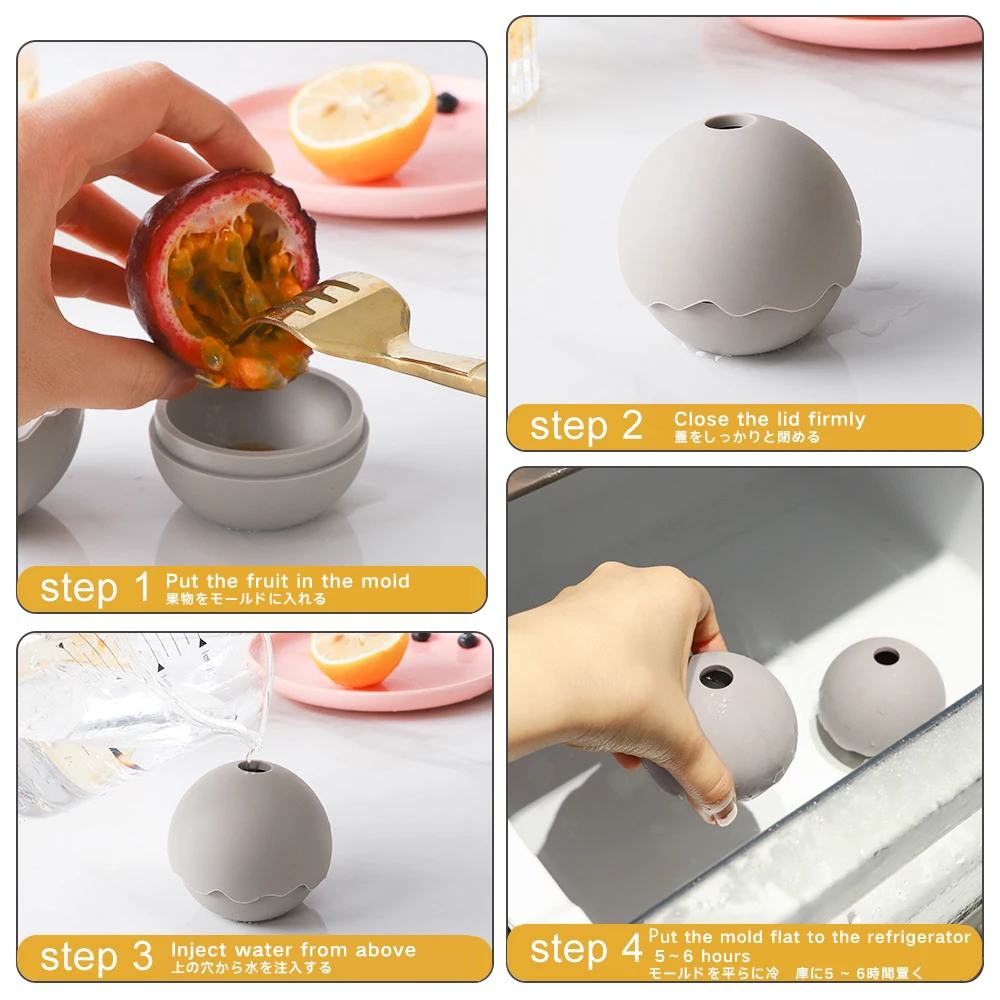 2 Inch Sphere Ice Mold Whiskey Round Silicone Ice Cube Tray Custom ...