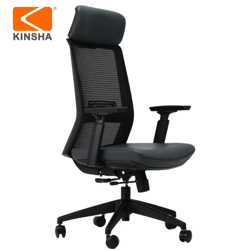 Kinsha Ergonomic Chair Leather Seat With Back Breathable Mesh Sliding ...