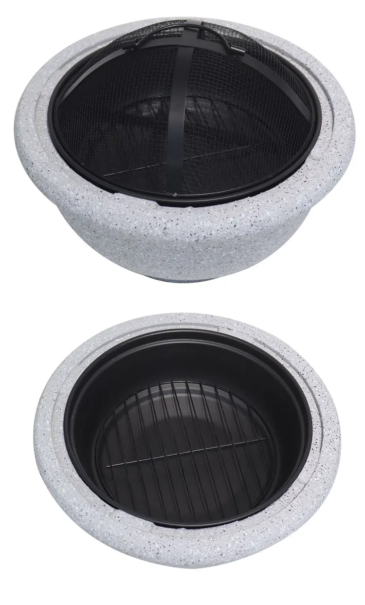 Bbq Grill Firepit Dark Grey Fire Bowl Kit Outdoor Garden Heater ...