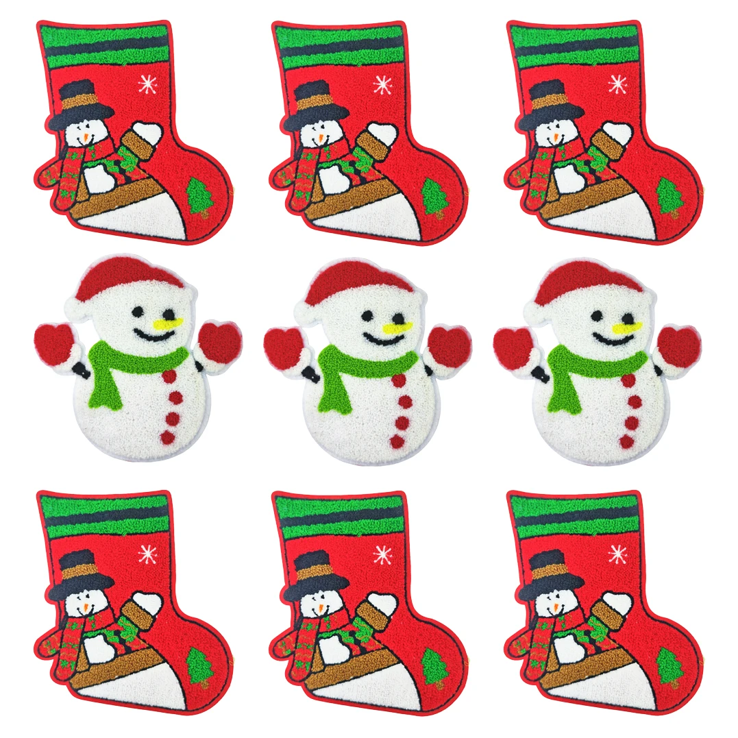 3D Sew-On Chenille Embroidery Patches for Tote Bags and Hats-Christmas ...