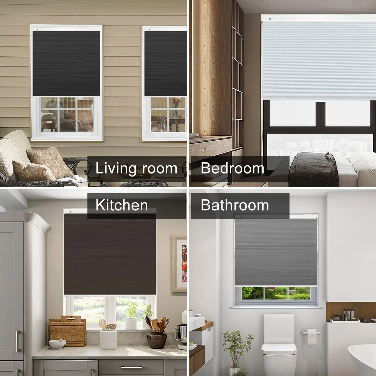 Custom Made Cordless Punch-free Motorized Battery Honeycomb Blinds For ...