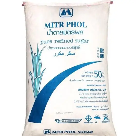 Refined Sugar Direct From Thailand 50kg Packaging Brazilian White Sugar ...