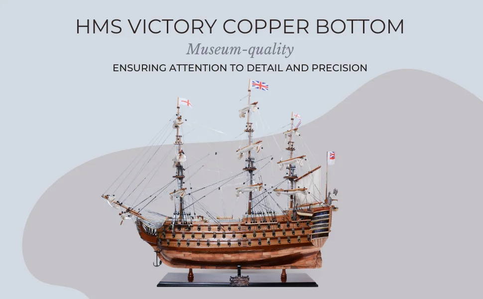 HMS Victory Copper Bottom Model Ship - Handcrafted Wooden Replica