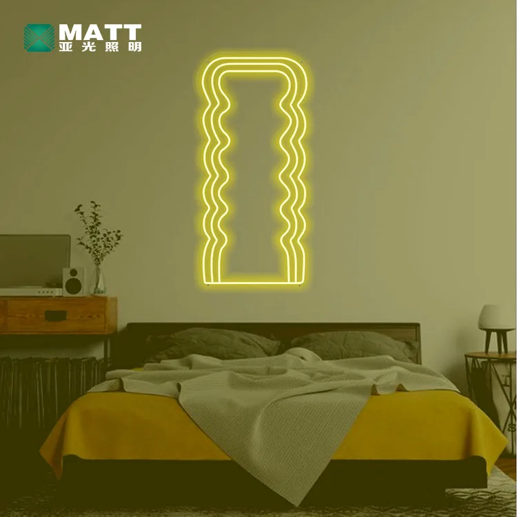 MATT Neon Light Wavy Mirror Vanity Mirror with LED Lights