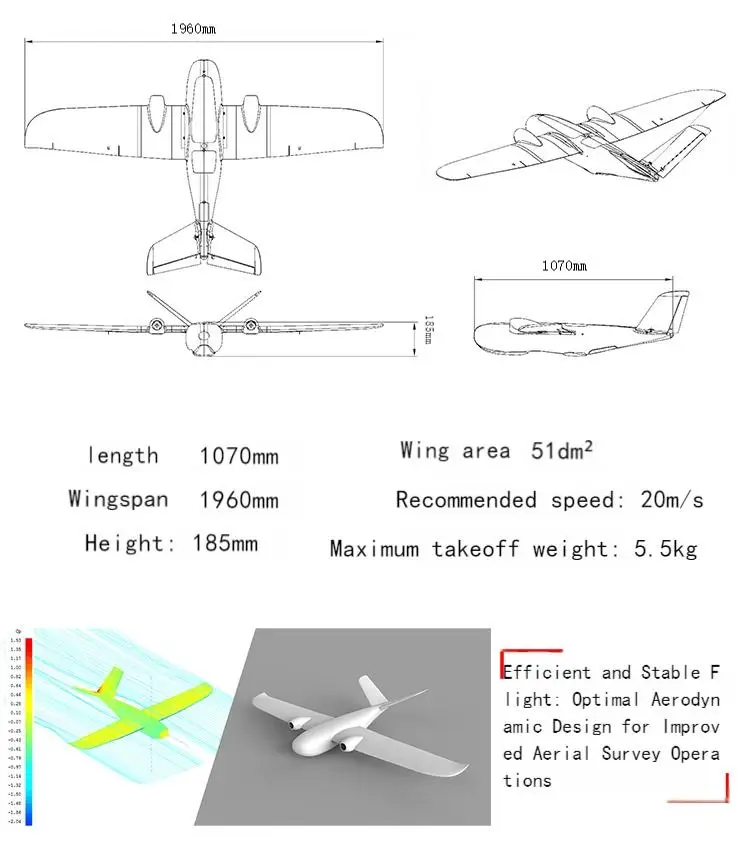 Aerial Survey Fixed-Wing Mapping Drone Twin-Engine DIY