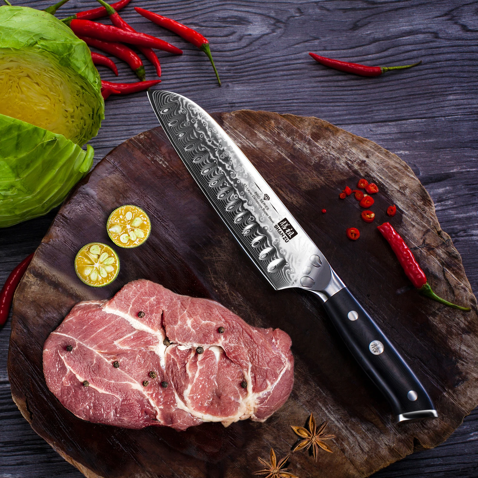 Shan Zu 2023 Damascus Steel Knife Set Japanese Vg10 67 Layers High ...