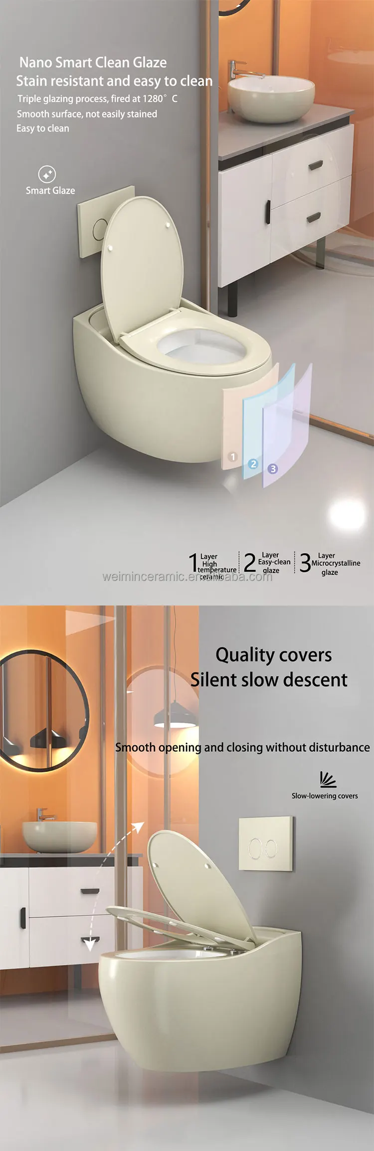 Egg Shaped Matt Colour Hanging Wc Suspendu Bathroom Ceramic Inodoro ...