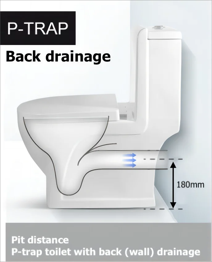 Floor Mounted Porcelain Rimless P-trap Ceramic Wc P Trap 2 Piece Toilet ...