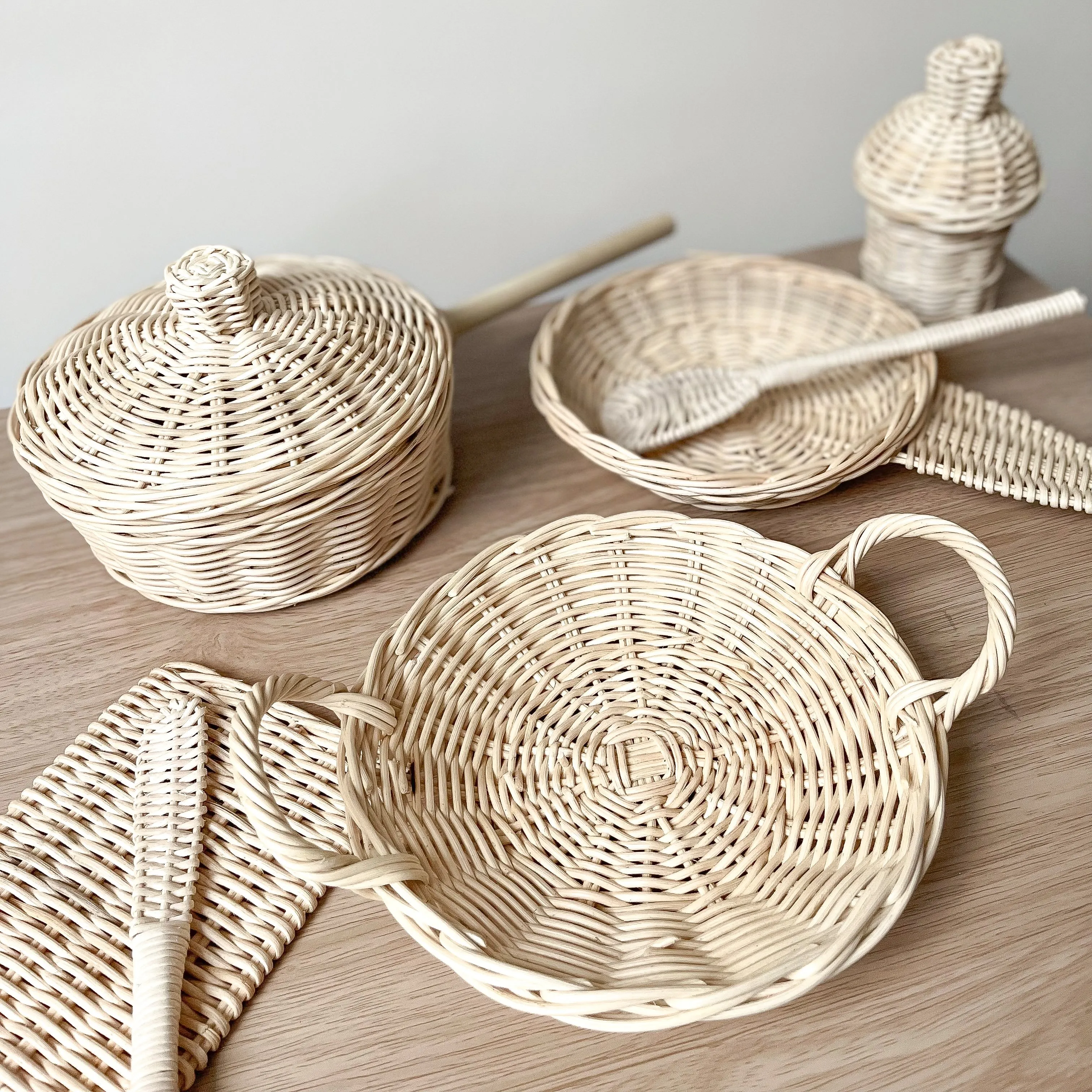 Eco Friendly Rattan Mini Kitchen Imaginary Cookware Toys Wooden Role ...