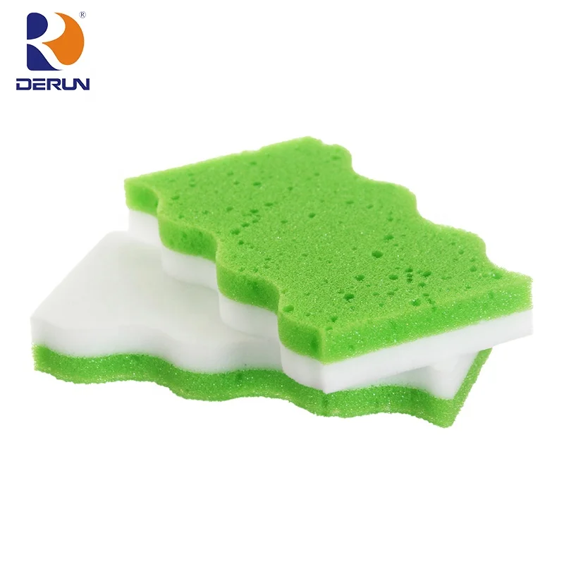 Non Scratch Wavy Shaped Seaweed Sponge Composite Melamine Sponge Foam ...