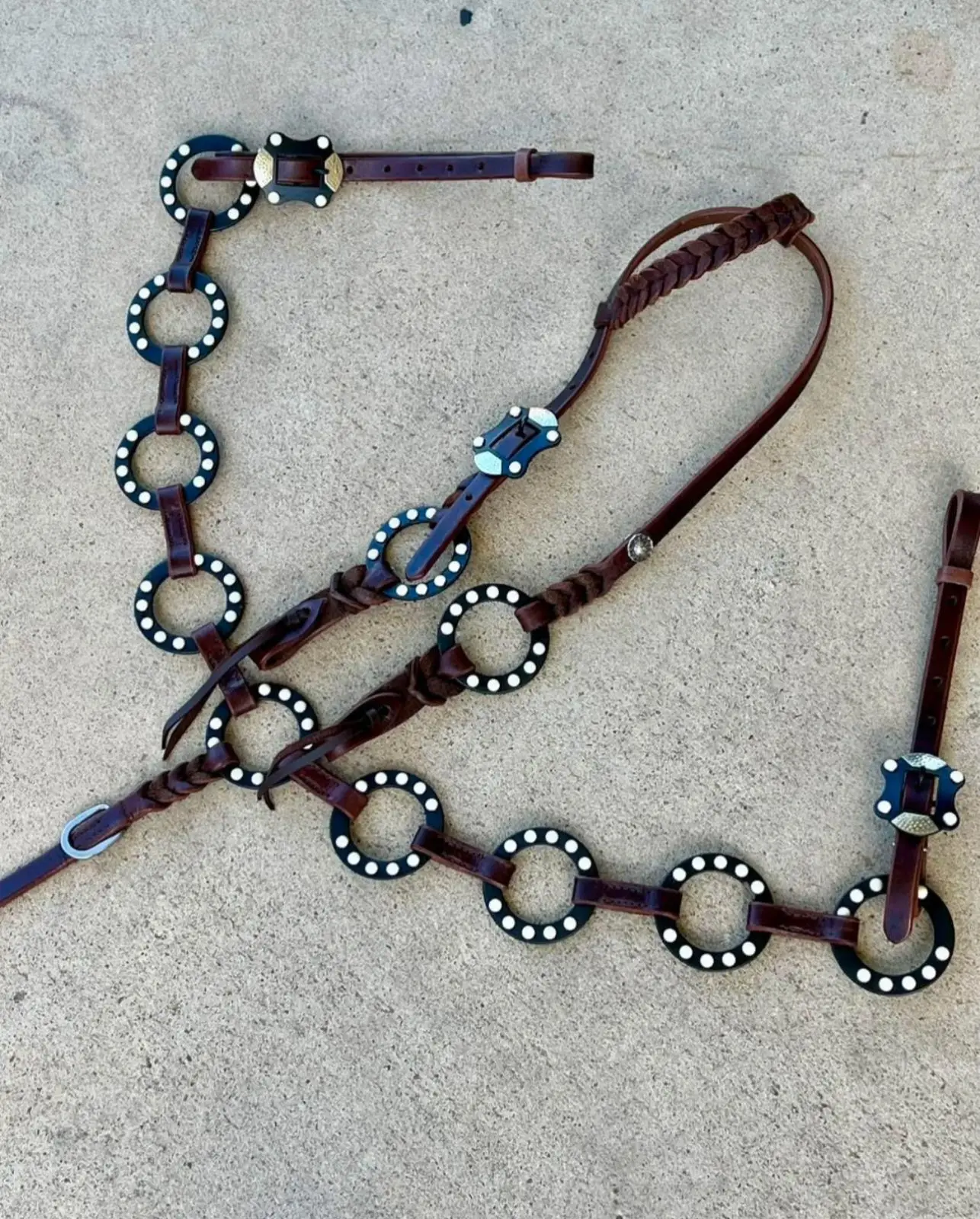 Western Leather Tack Set with Tooled Headstall Breast Collar Reins for ...