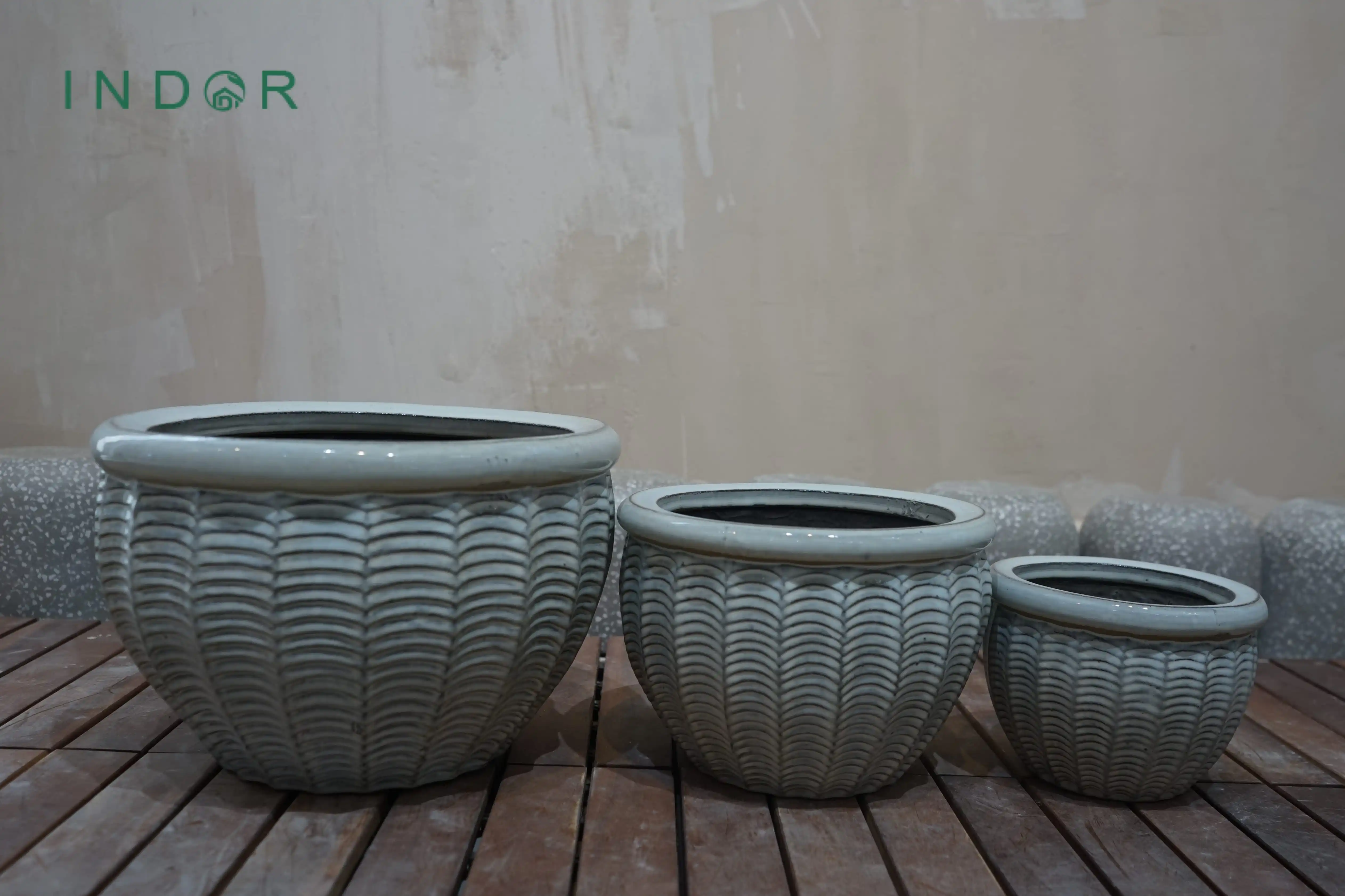 Mediterranean Cr06bls3 Glazed Ceramic Collection Garden Supplies Pot ...