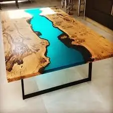 Epoxy Resin Solid Wood River Dining Table Top Restaurant Walnut Wood ...