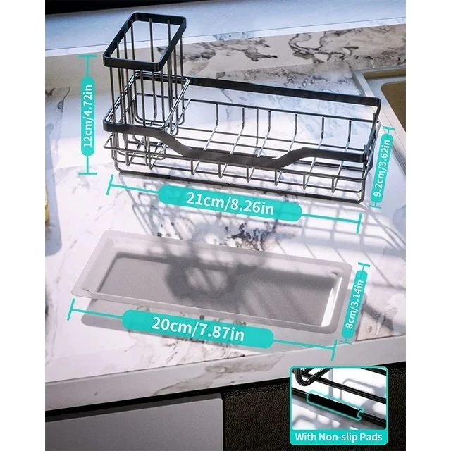 Multifunctional Sink Caddy With Detachable Brush Holder,Kitchen Sink ...