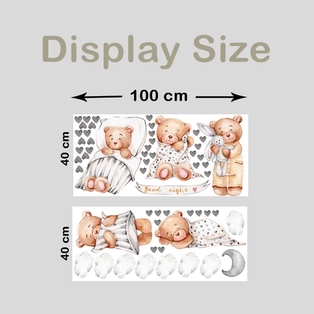Cute Teddy Bears Sleeping Nursery Wall Decal,Baby Room Playroom Wall ...