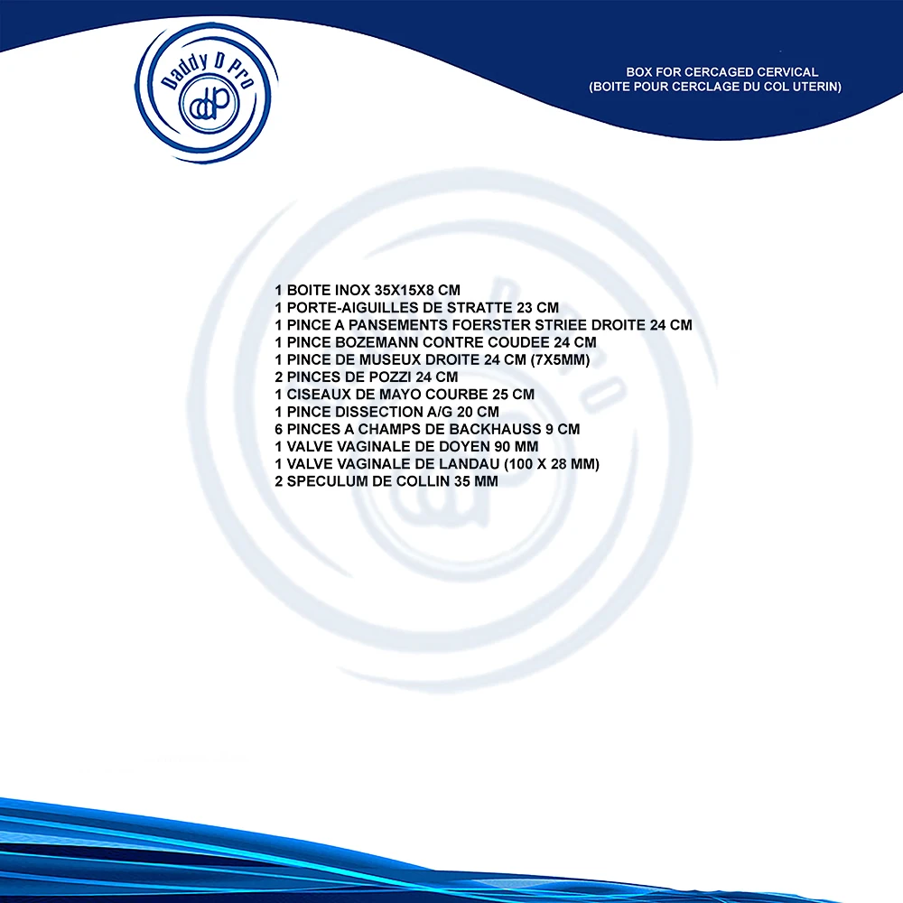 Cervical Cerclage Instruments Set Stainless Steel High Quality Boite ...