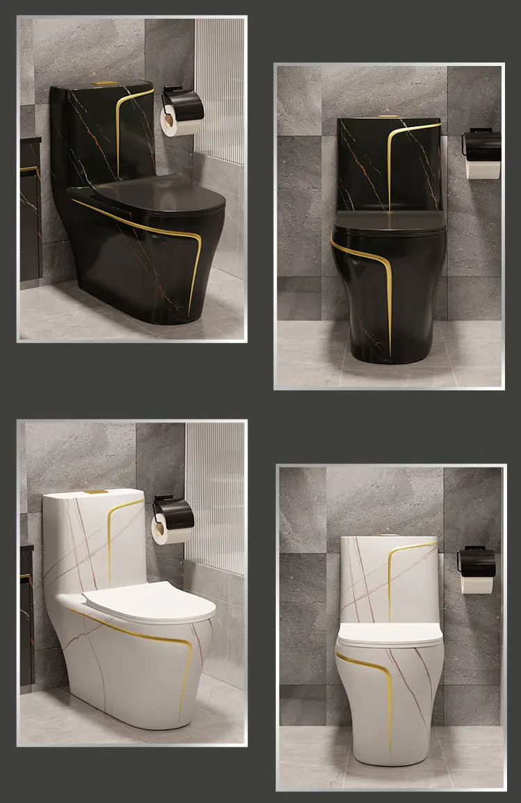 Luxury Inodoro Negro Sanitary Ware Ceramic Bathroom Porcelain Gold Black Colored Wc One Piece ...