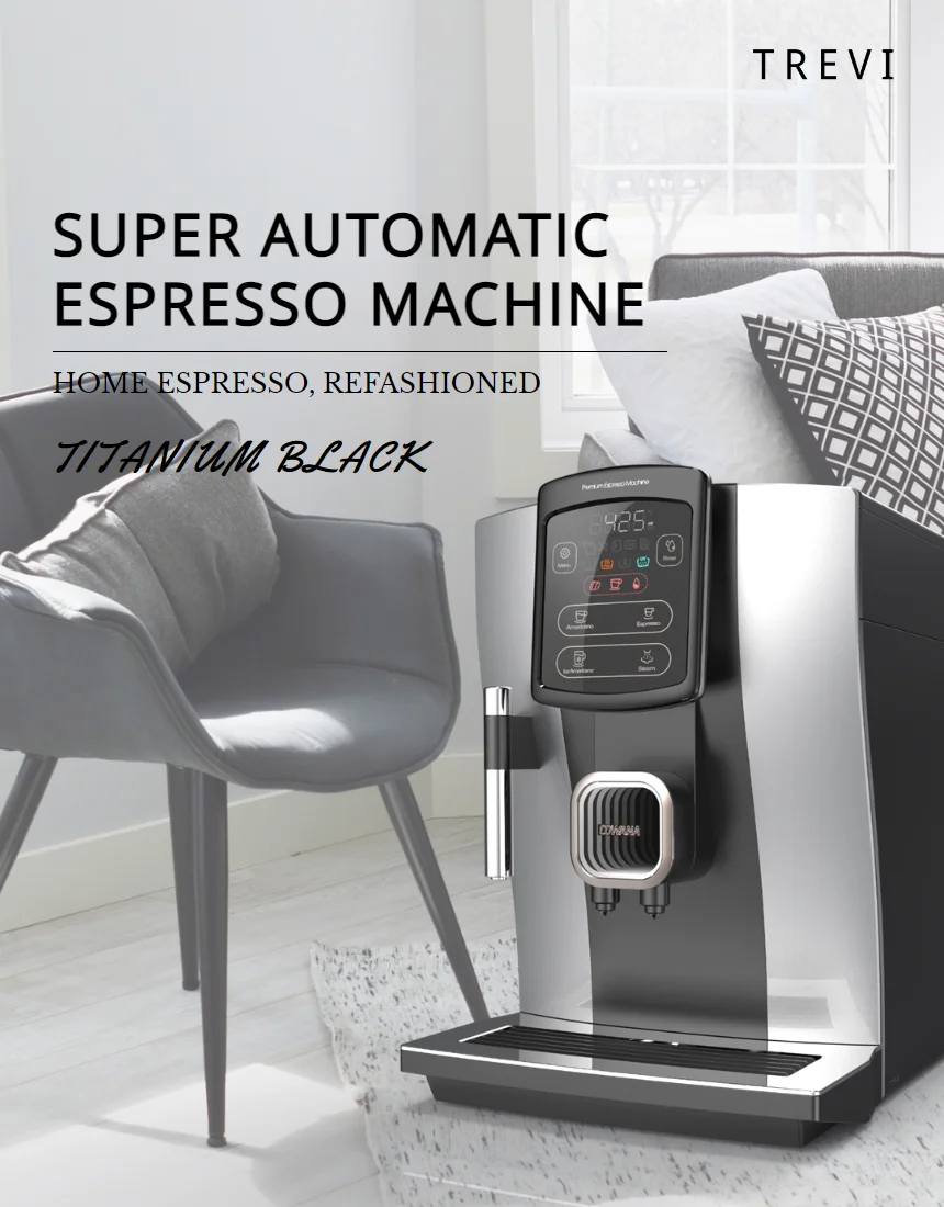 TREVI Titanium Black Espresso Machine - Perfect at Home