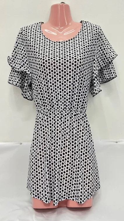 Eclipse Polka Dots Top With Flutter Sleeves Anti Wrinkle Summer Casual