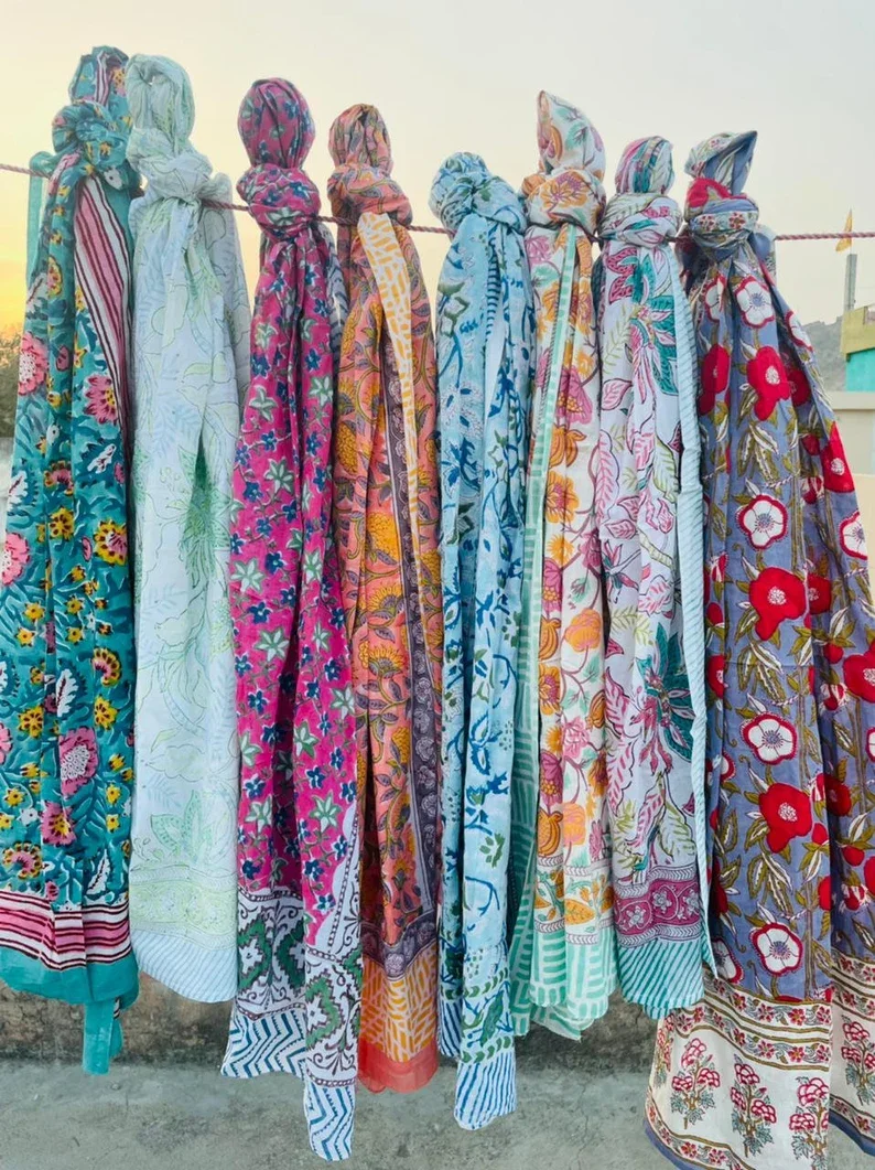 Shop Our Luxury Brand Designer Sarong - Block Printed Scarf