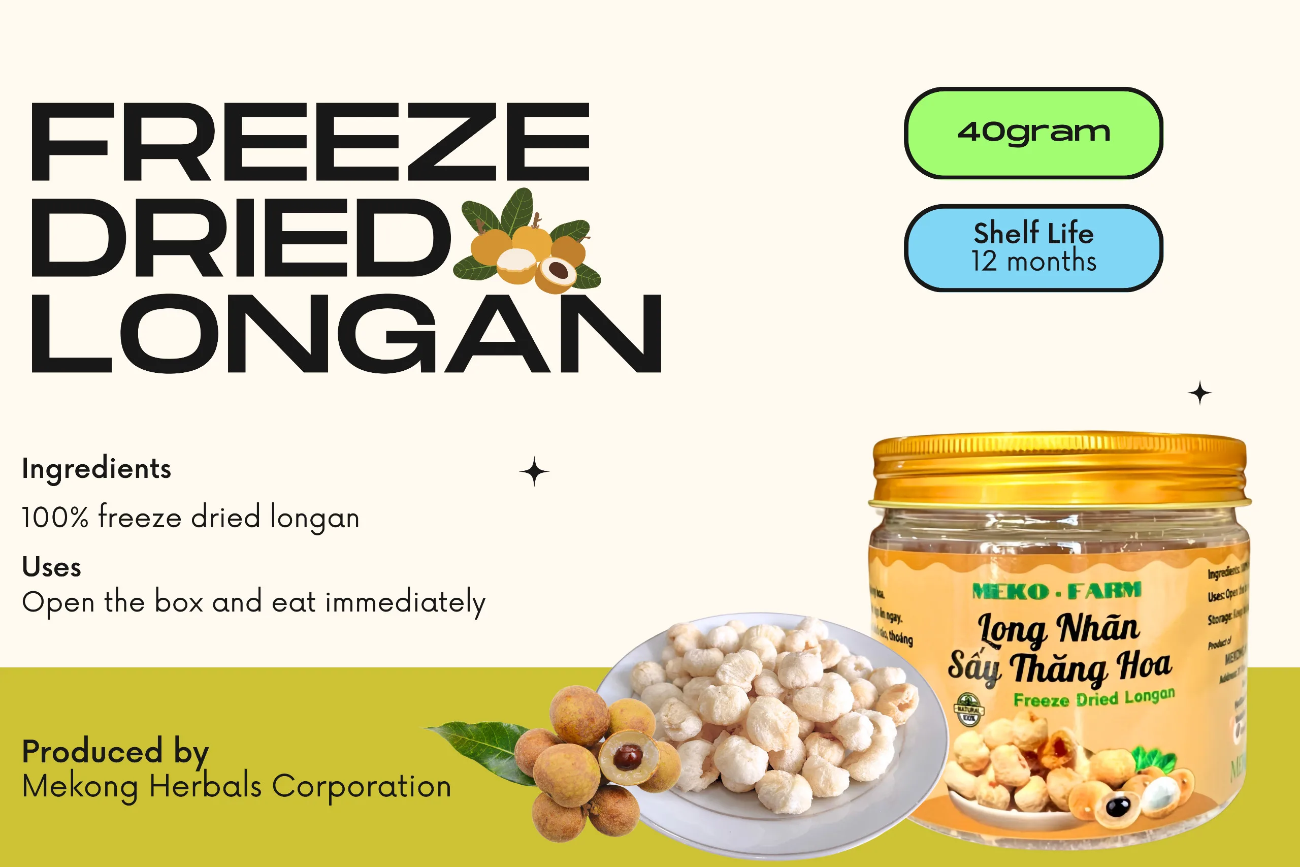 Meko - Farm Freeze Dried Longan From Mekong Herbals (100% Fresh Longan ...