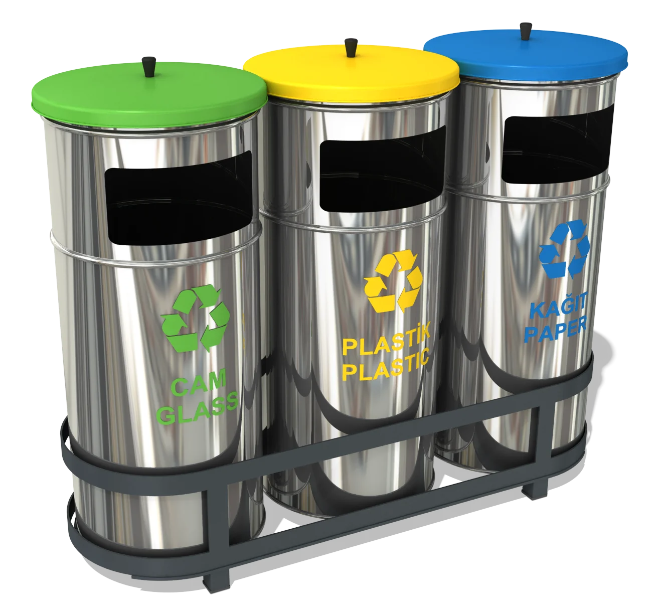 Mak-608c 3 Compartment Stainless Steel Metal Recycle Bin - Buy 3 ...