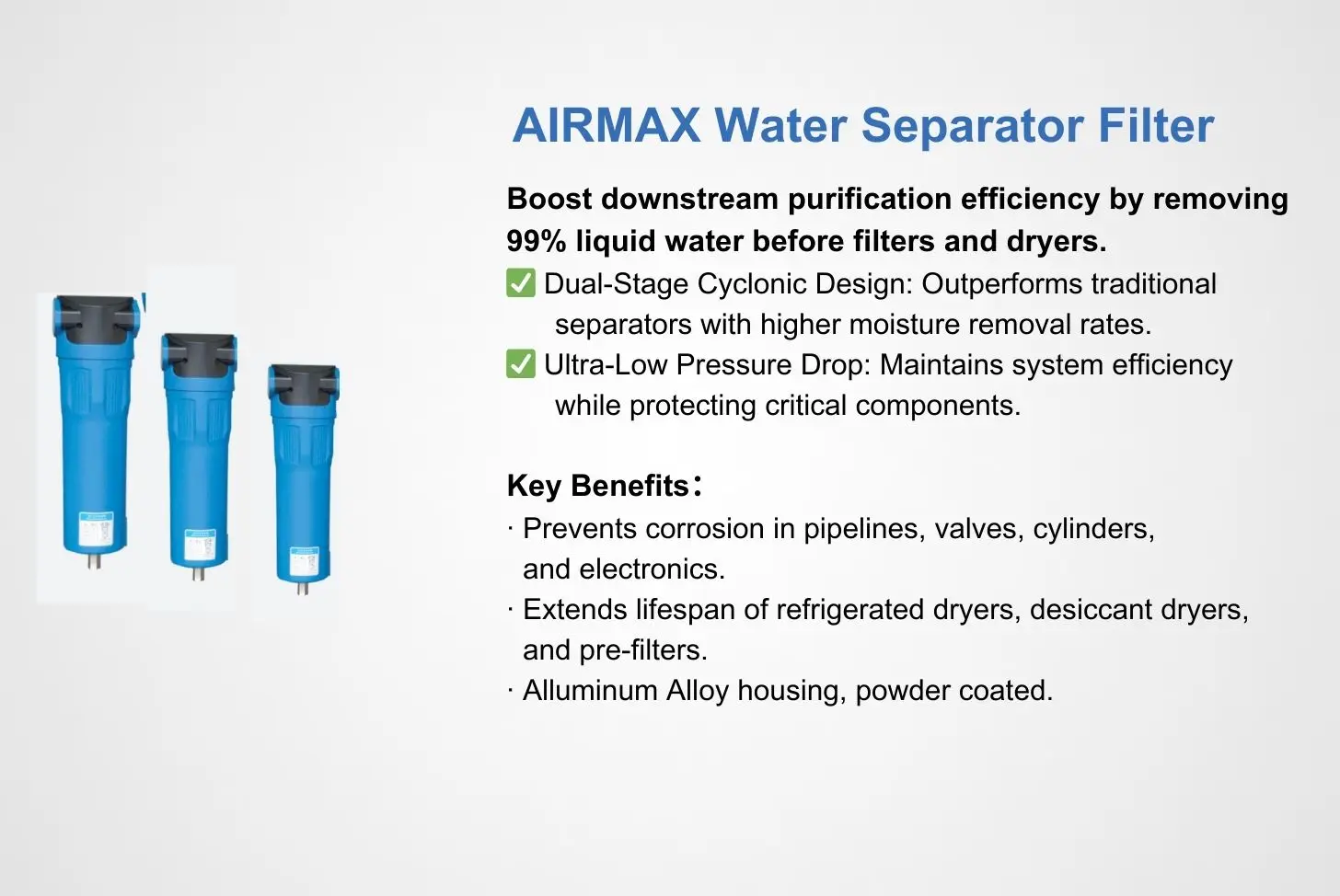 1 2 air Compressor Water Separator AIRMAX Cyclone Separator Water ...