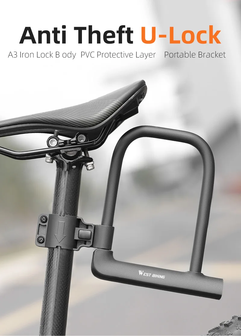 WEST BIKING Heavy Duty High Security U Lock for MTB Road Mountain Bike ...