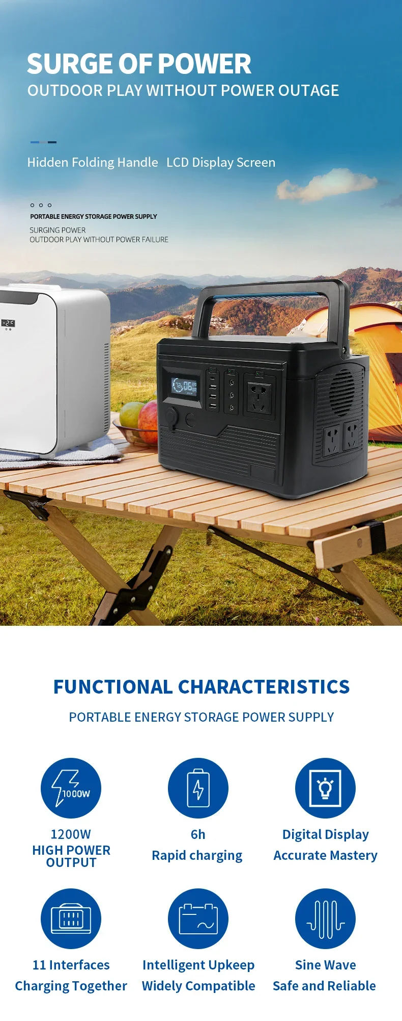 Customizable 1000w 550wh Portable Power Station Generator For Home ...