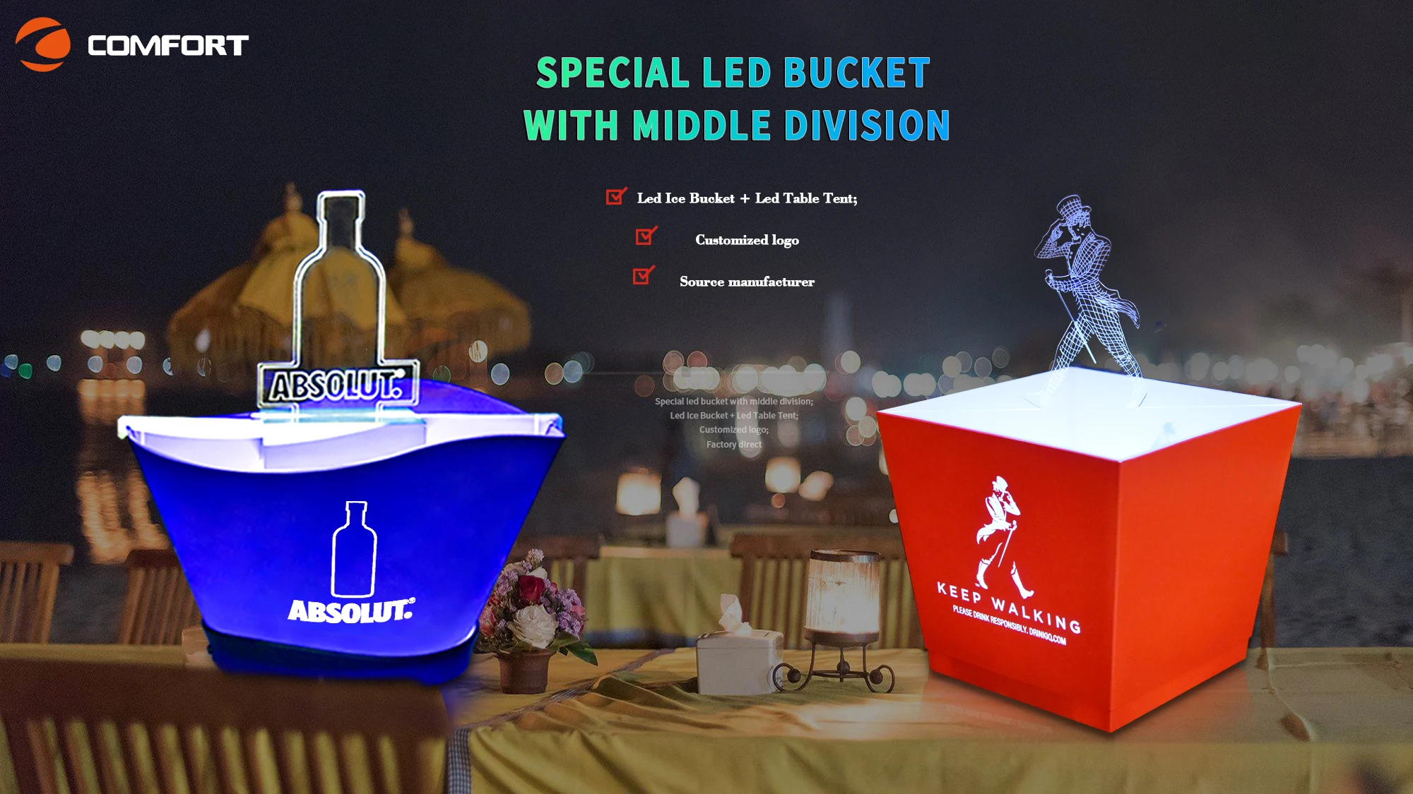 12l Big Capacity Large Outdoor Acrylic Beer Champagne Led Ice Bucket ...
