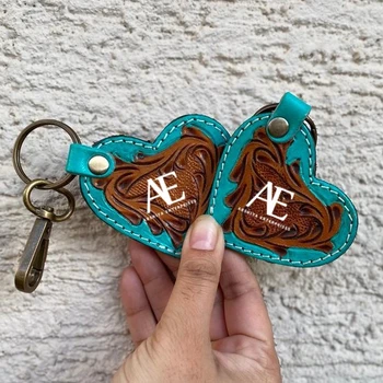 Hand Carved Tooled Leather Key Chains Cute Exotic Shape Leather Key ...