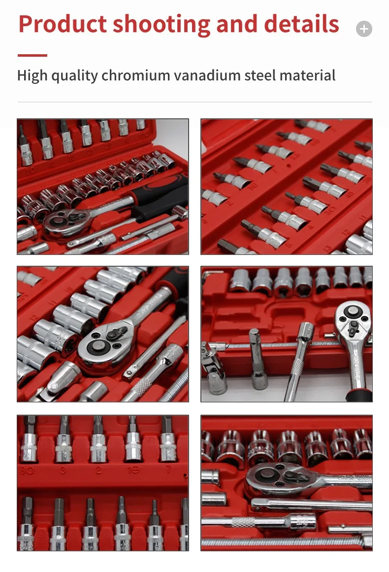 46 Pcs Socket Tool Set for Car, Motorcycle, and Bike Maintenance