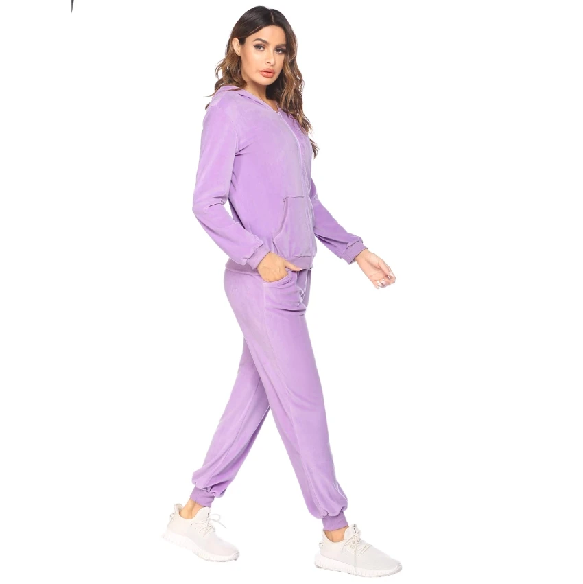 High Quality Aoyema Fashion Custom Velour Lady Tracksuit For Women Crop ...