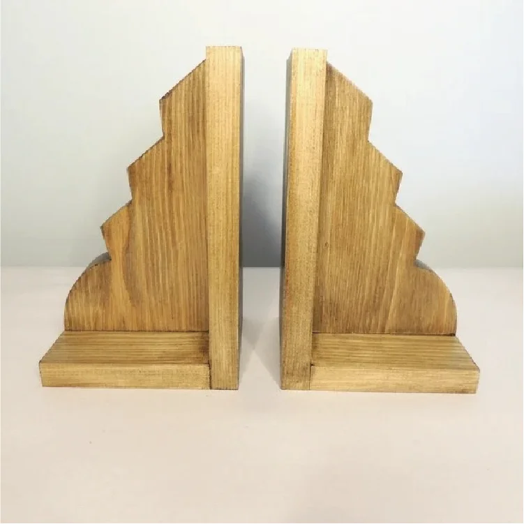 Handmade Stained Art Deco Style Bookends Reclaimed Pine Wooden Bookends ...