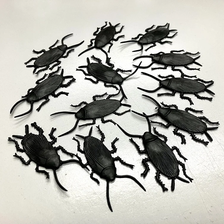 Oem Halloween Creature Pvc Black Cockroach 12pcs Set Funny Scary Spooky ...