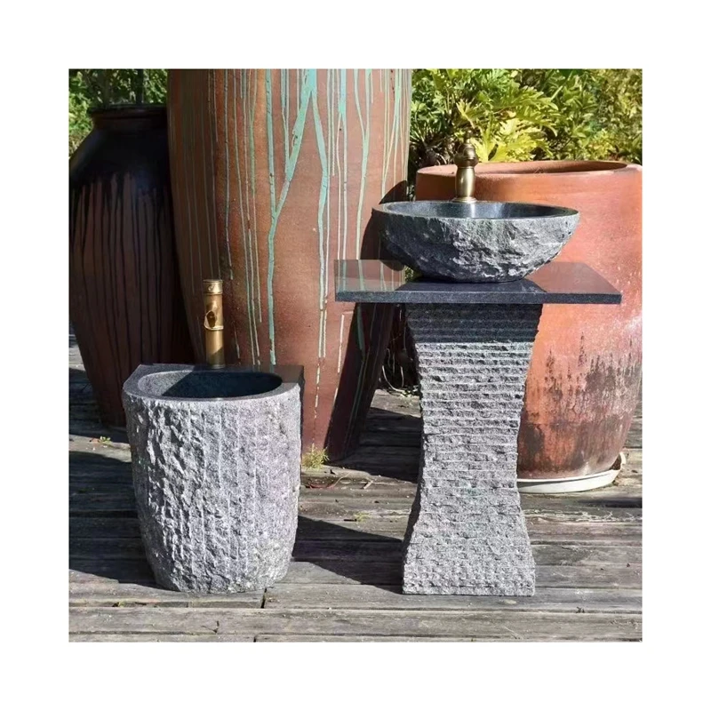 Natural Granite Sink - Hand Washing Stone Sin Pedestal Basin