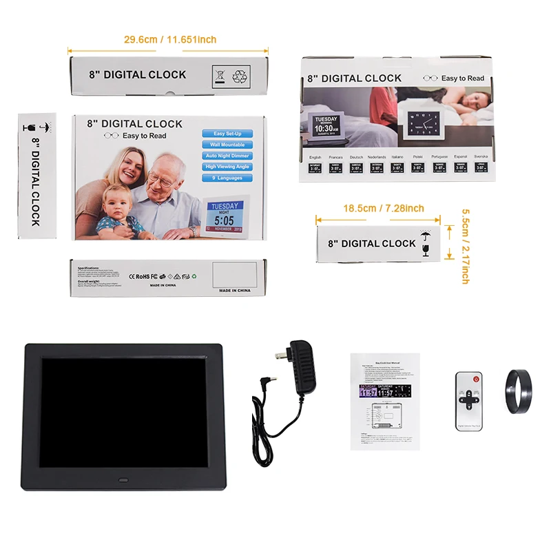 10'' Large Dementia Clocks Non-abbreviated Date And Day For Vision ...