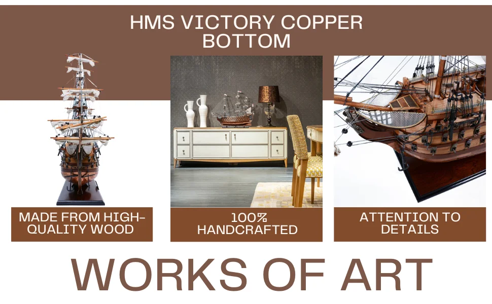 HMS Victory Copper Bottom Model Ship - Handcrafted Wooden Replica