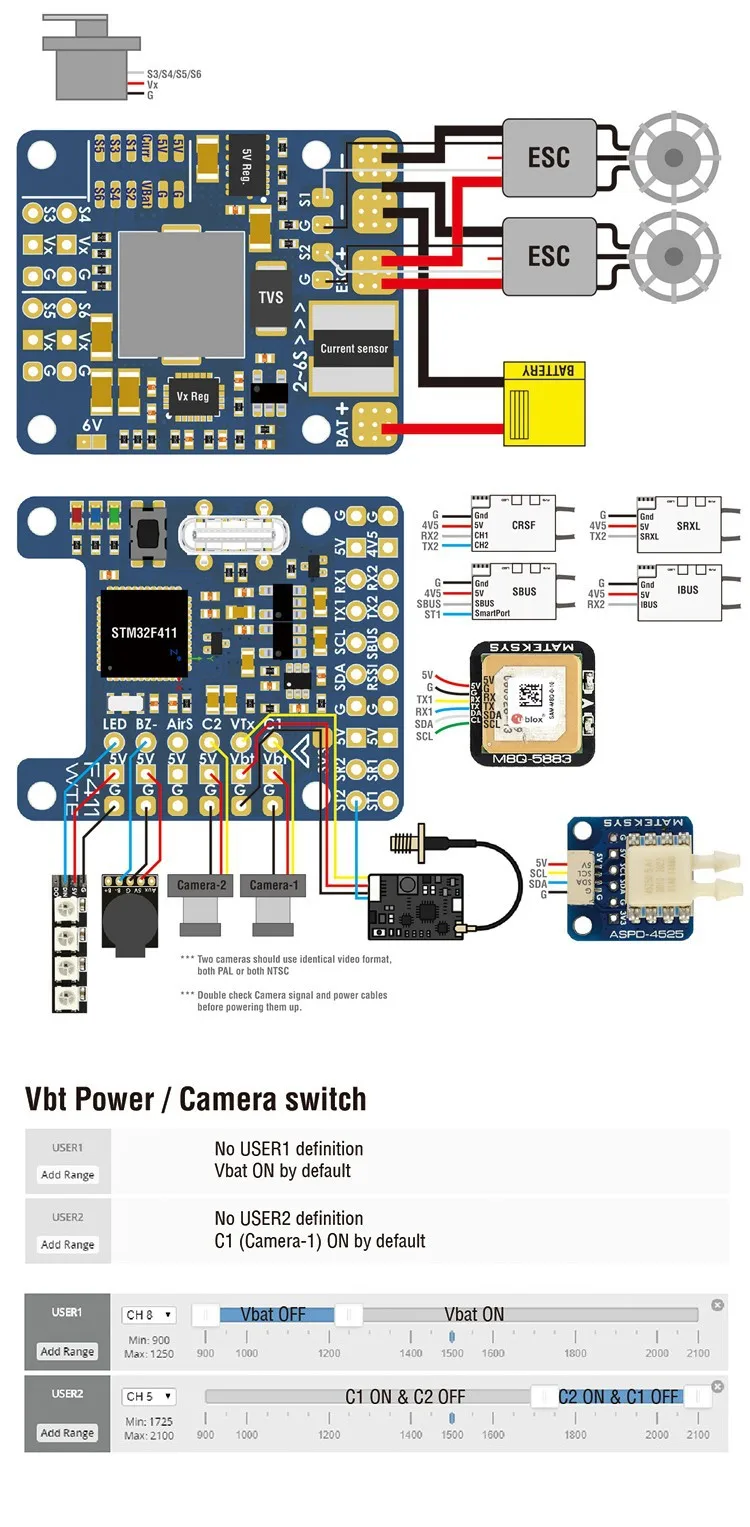 Matek F411-wte Flight Control With Osd Aircraft Traverser Fpv Supports ...