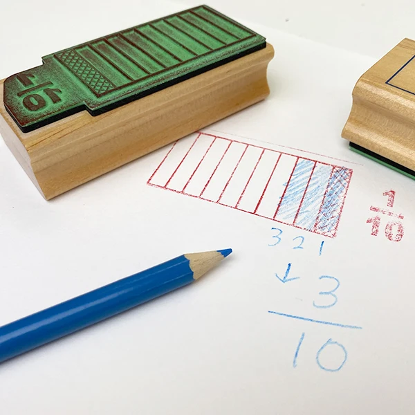 Wooden Fraction Bar Stamps - Math Manipulatives for Kids