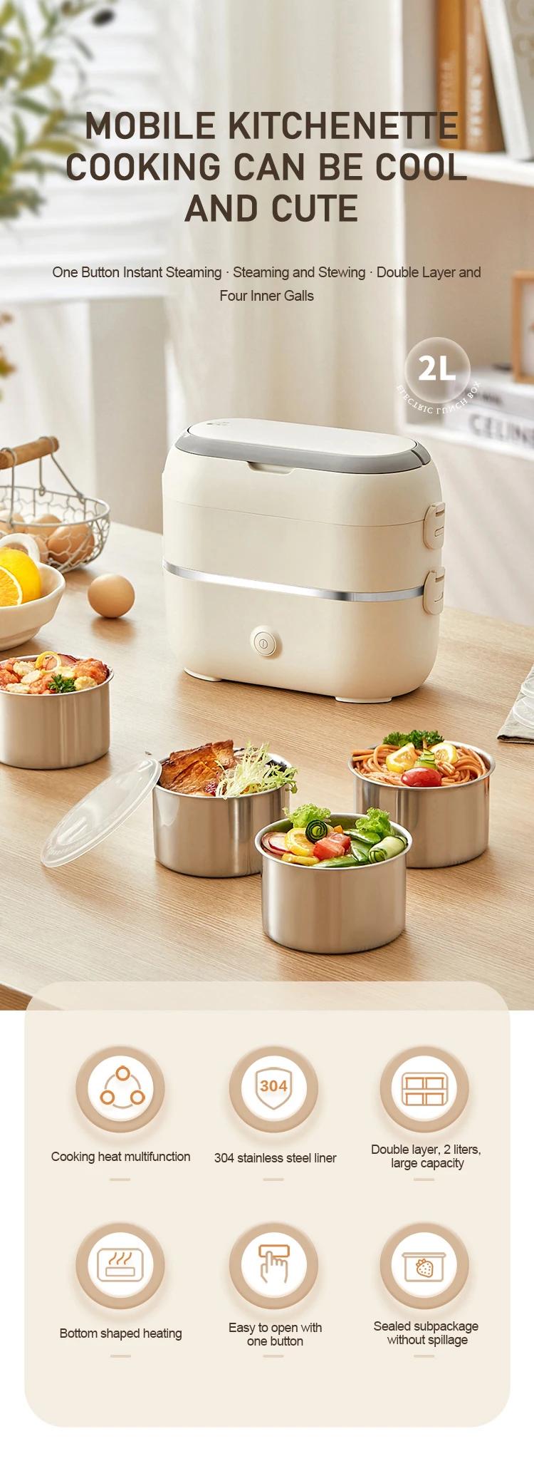 3 Layers Space Lunch Box - Efficient Food Heater