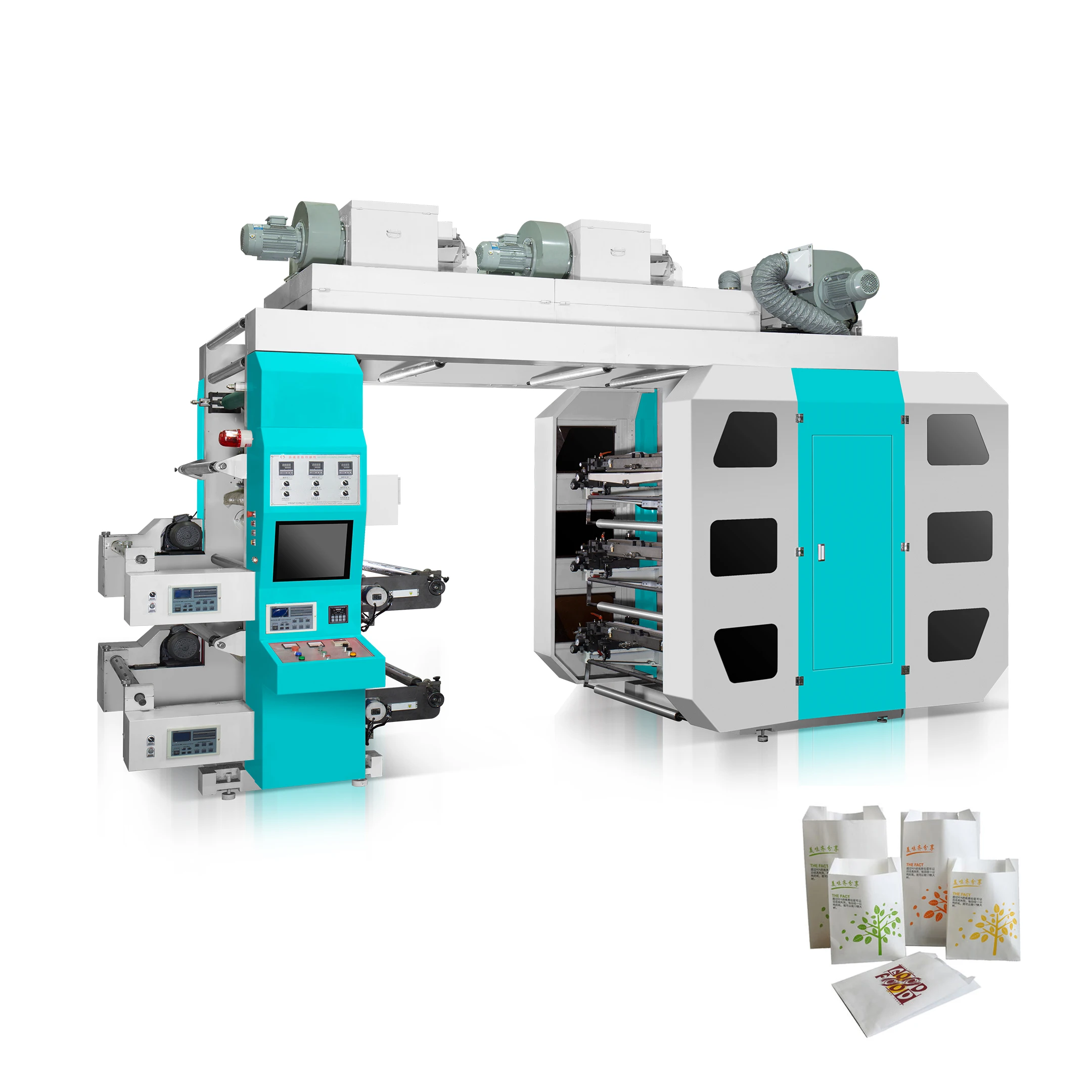 6 Colours Stack High Speed Flexo Printing Machine Paper Roll To Roll ...