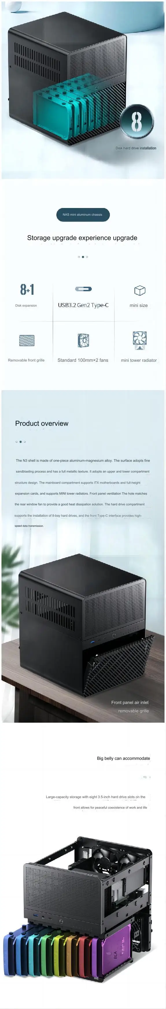 JONSBO N3 Black NAS Chassis - Ideal for Mini-Itx Systems