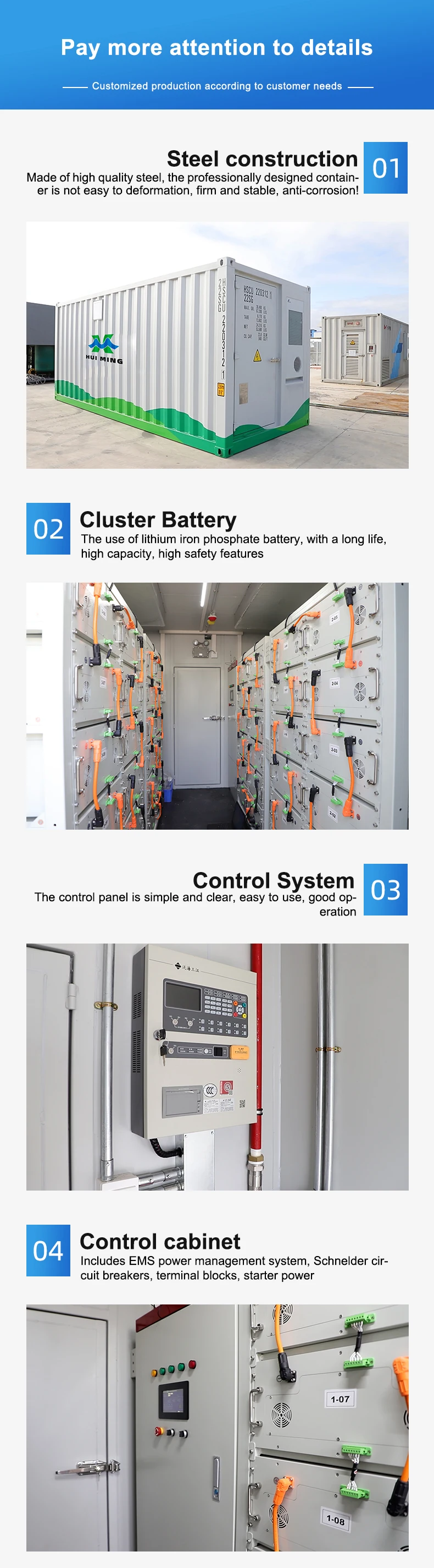 1mwh Solar Battery Energy Storage System - 500KW Capacity