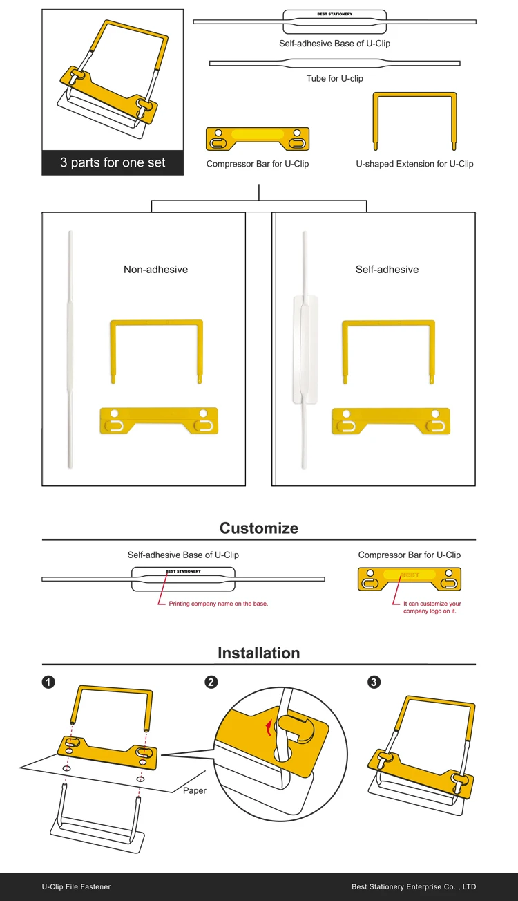 Medical File Record U Clip Fastener - Professional & Convenient