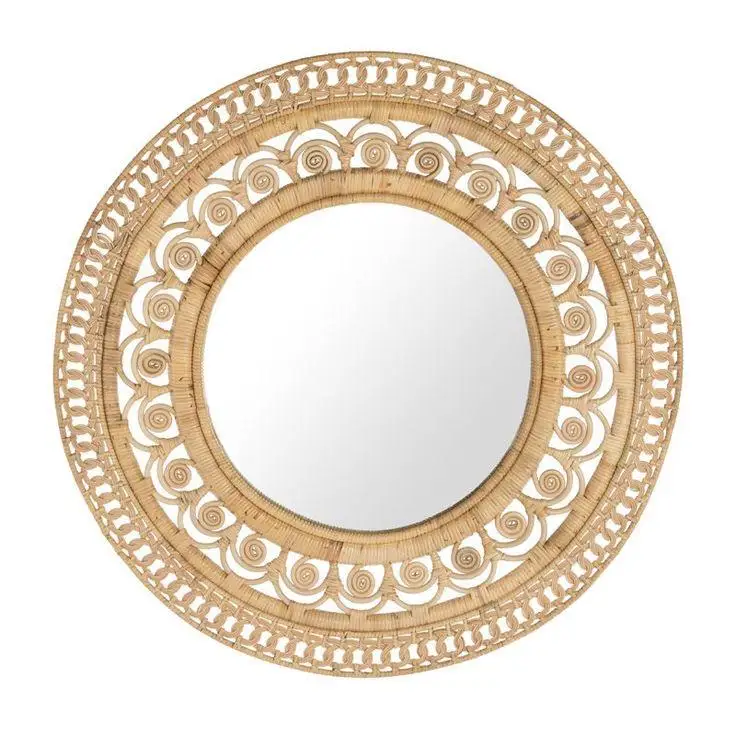 Retro Charm Bamboo Rattan Wall Mirror Adding Character to Interior ...