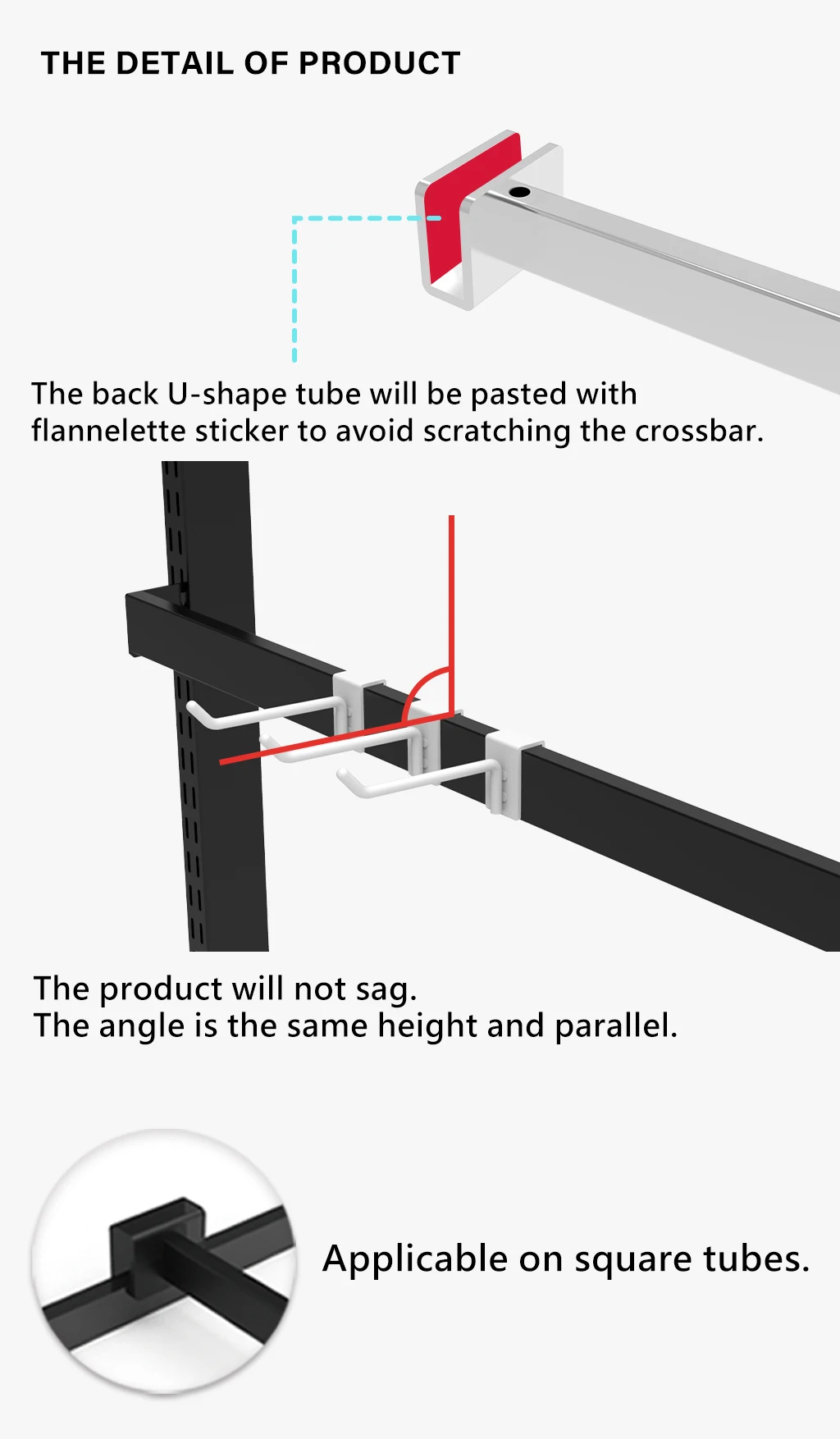 White Rectangular Tubing Hooks - Buy Hooks For Rectangular Hangrail ...